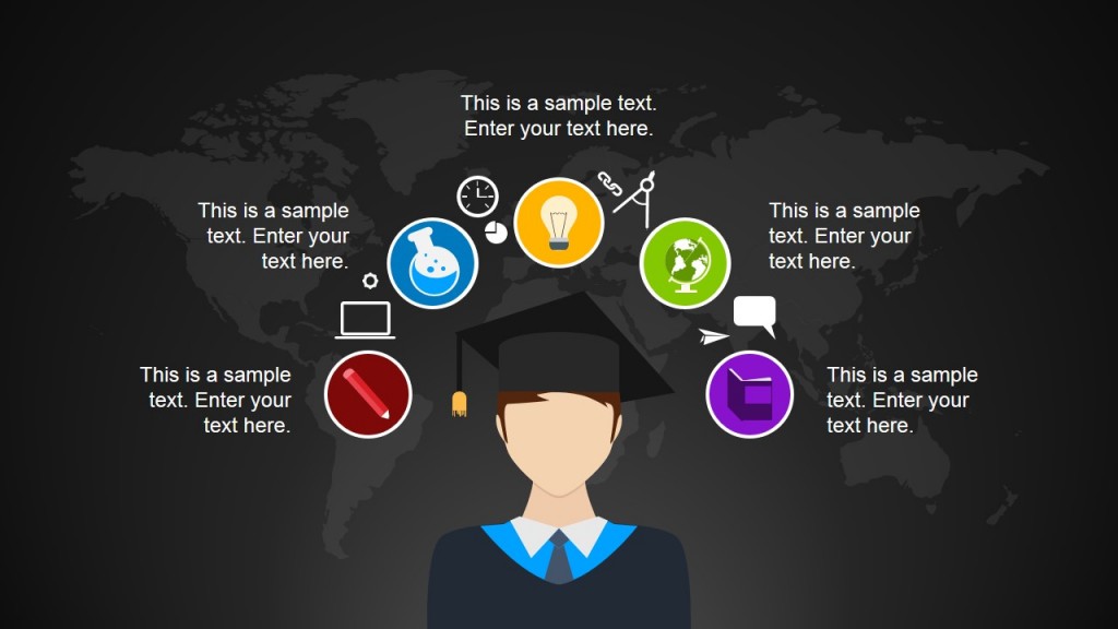 Graduation Cartoon Illustration with PowerPoint Icons - SlideModel