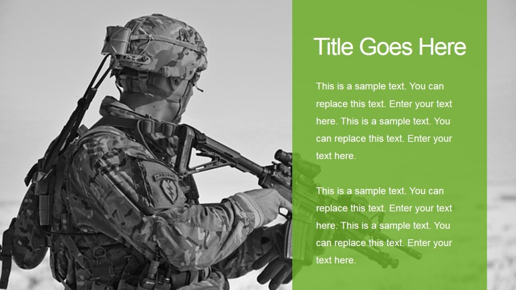 Military Two Tiles Slide with Soldier Background - SlideModel