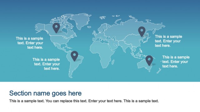 World Map View PowerPoint Template iOS Style - SlideModel