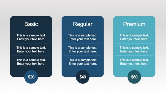 Three Plans Comparison iOS Slide Design - SlideModel