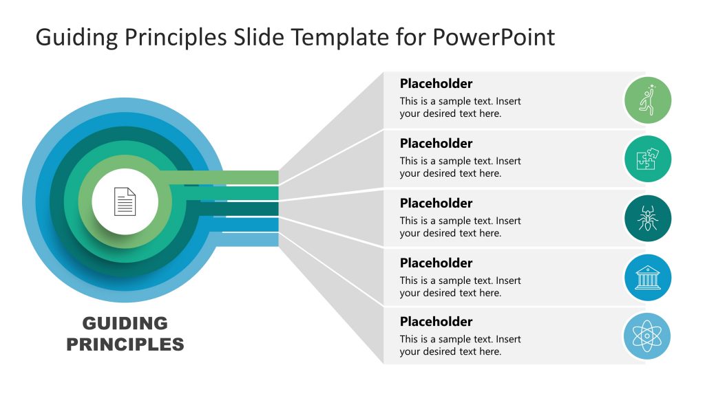 5 Steps Guiding Principles Greyed Out Diagram - SlideModel