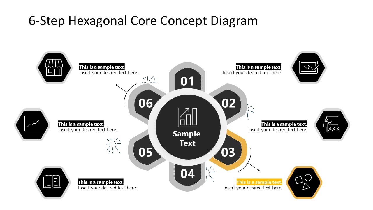 6 Steps Hexagonal Core PowerPoint Diagram - SlideModel