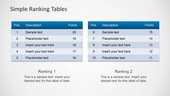 Two Vertical Comparison Ranking Tables for PowerPoint - SlideModel