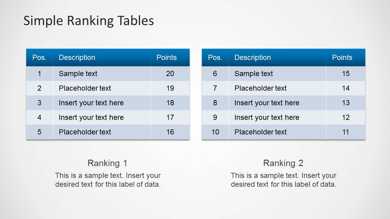 Simple Ranking Tables Template for PowerPoint - SlideModel