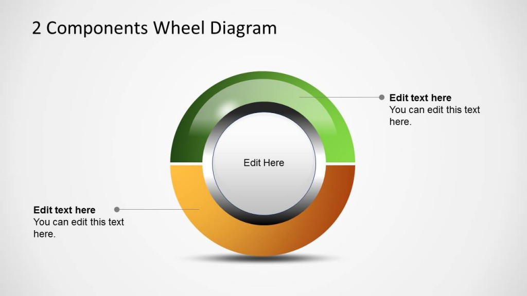 Simple Wheel Diagram Design for PowerPoint with 2 Steps - SlideModel