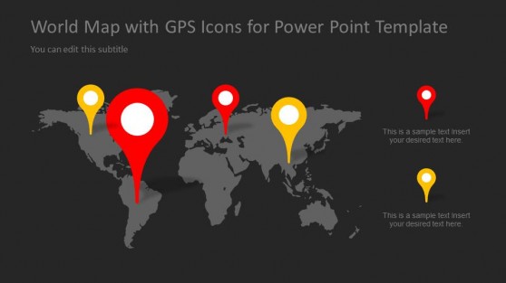 World Map PowerPoint Slide Design with Map Marker - SlideModel