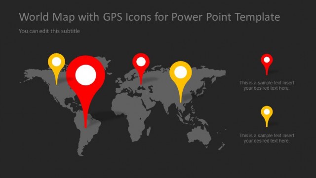 World Map PowerPoint Slide Design with Map Marker - SlideModel