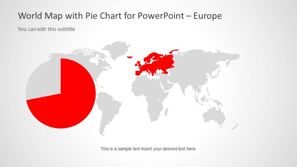 World Map Template with Pie Charts for PowerPoint - SlideModel