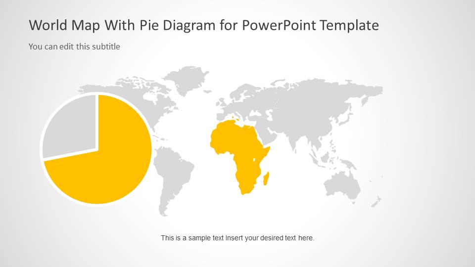 World Map Template with Pie Charts for PowerPoint - SlideModel