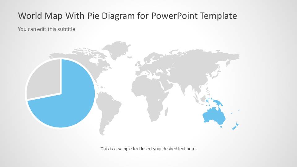World Map Template with Pie Charts for PowerPoint - SlideModel