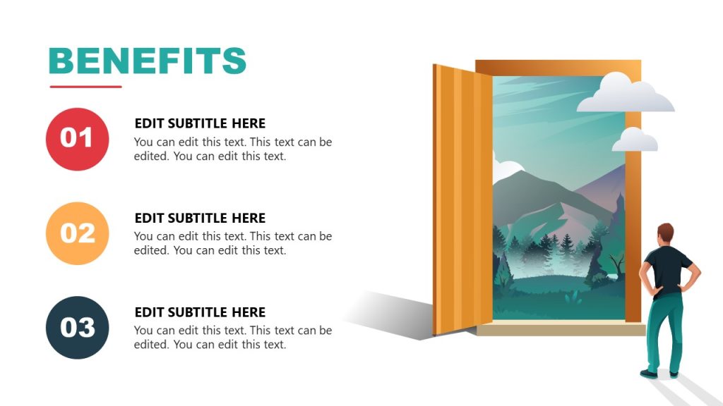 Benefits Slide with Numbering & Text Area - SlideModel