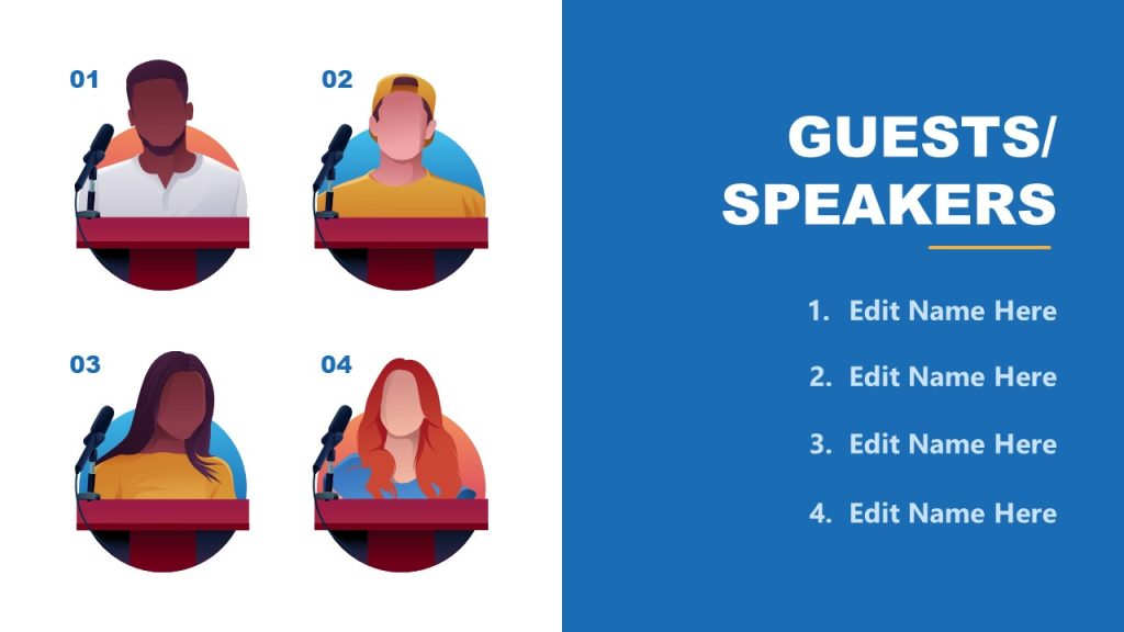 Guest Speakers Showcase Slide with Four Image Placeholders - SlideModel
