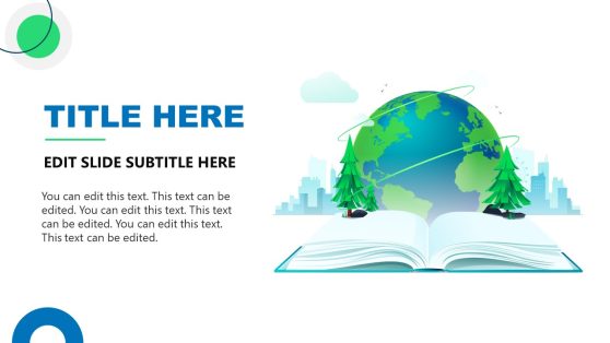 Editable Earth and Open Book Diagram Slide - SlideModel