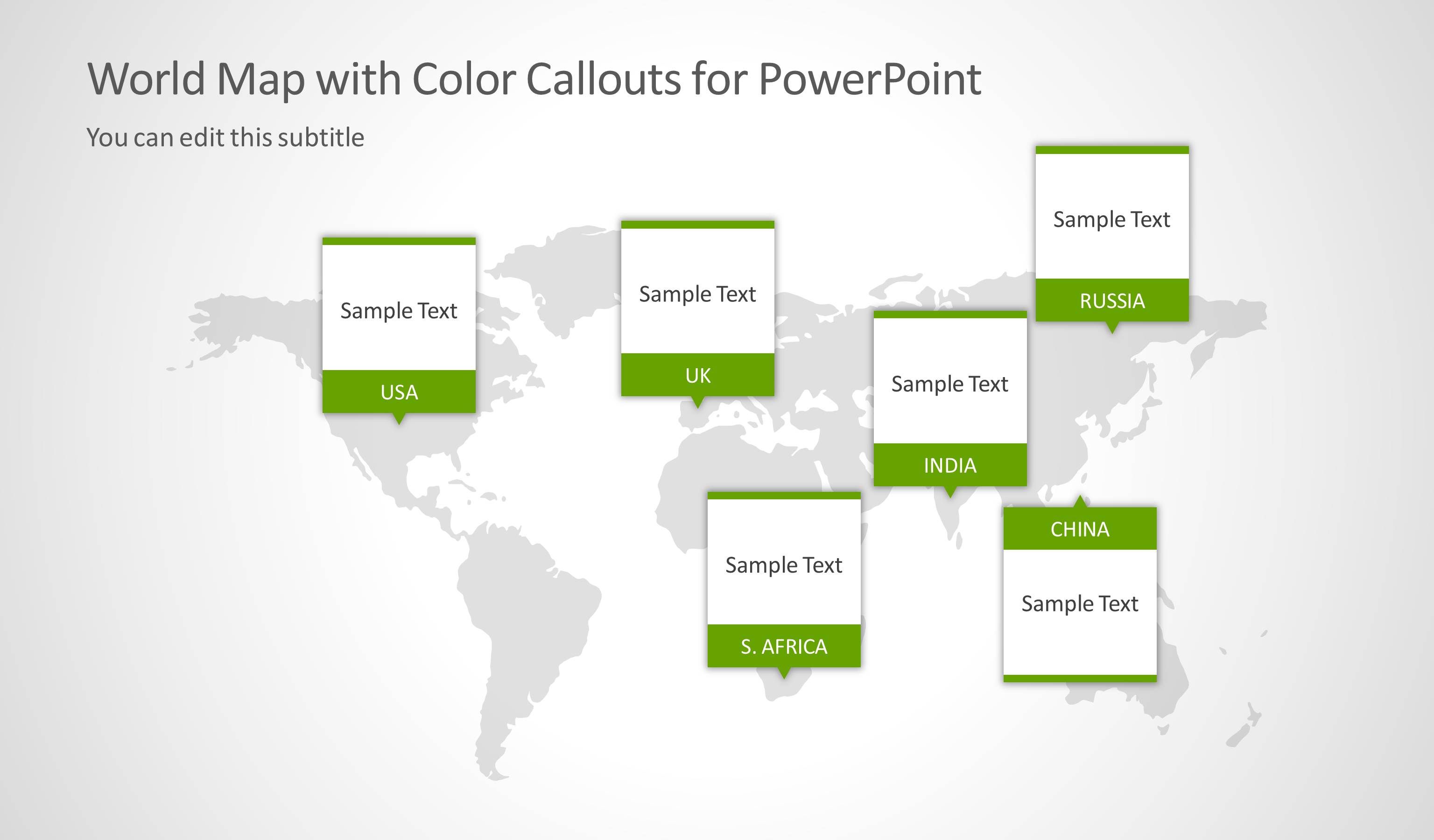 World Map Template for PowerPoint with Color Callouts