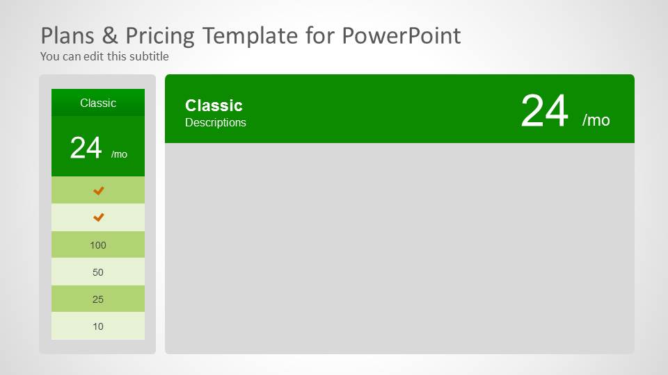 Plans & Pricing PowerPoint Template & Slides for Presentations
