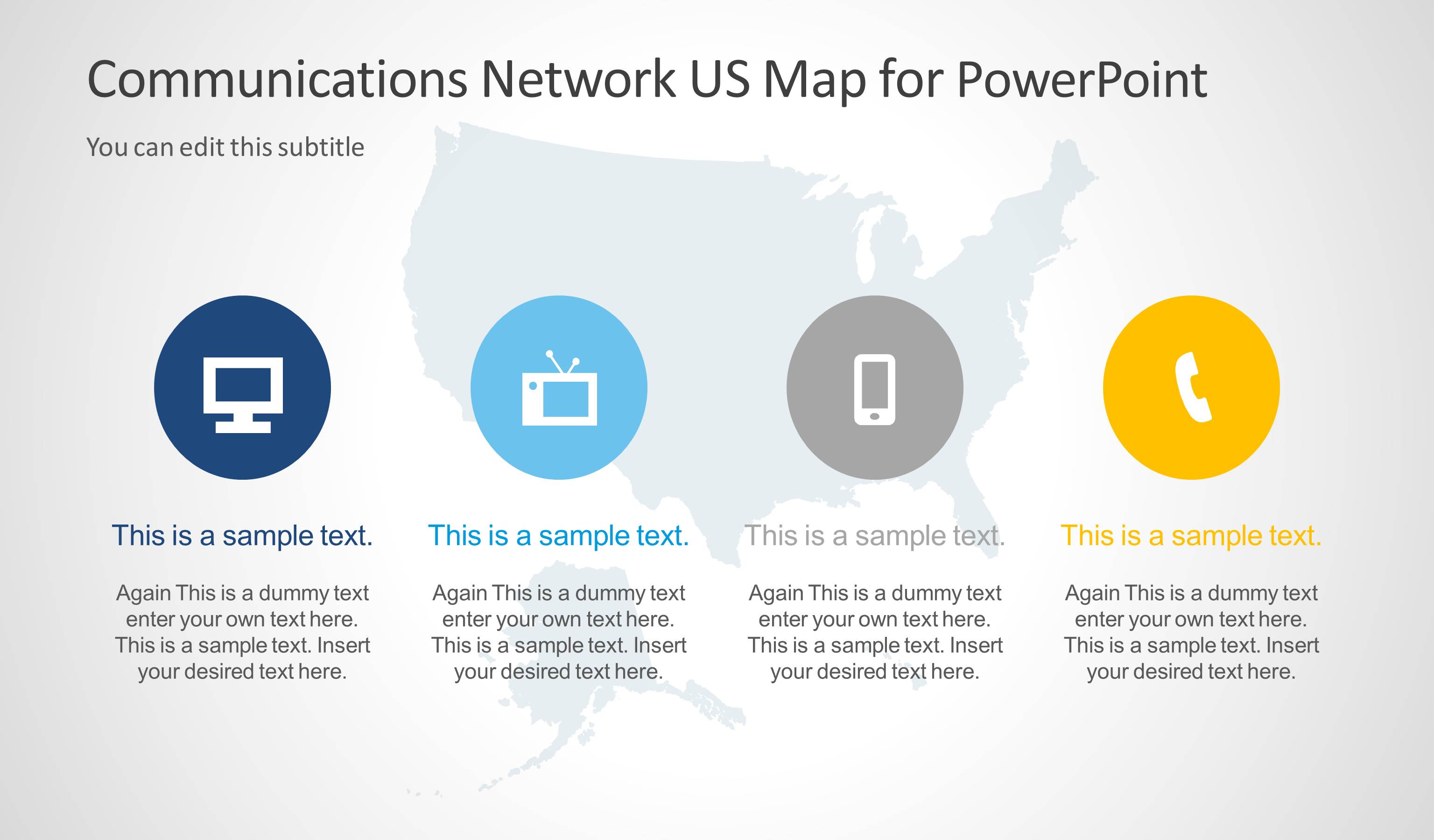 Communications Network Template with US Map for PowerPoint - SlideModel