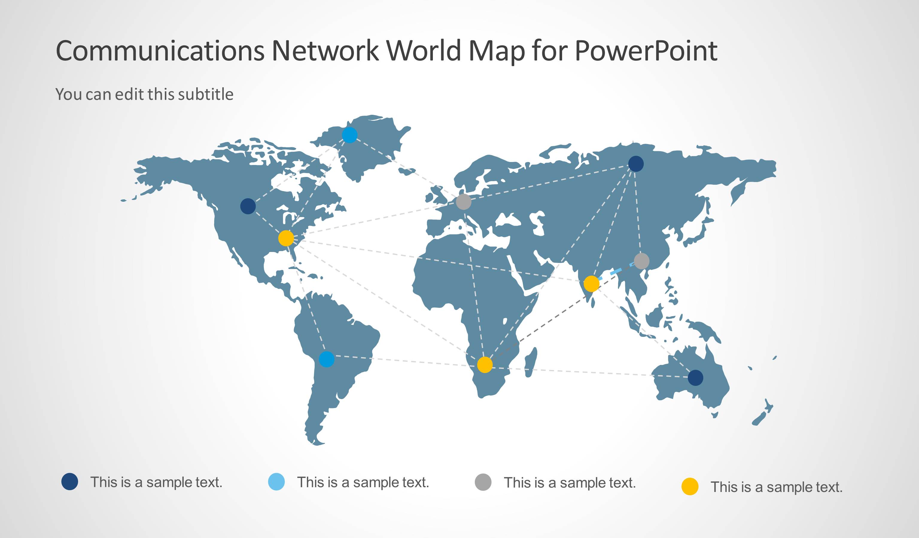 Communications Network Template with World Map for PowerPoint - SlideModel