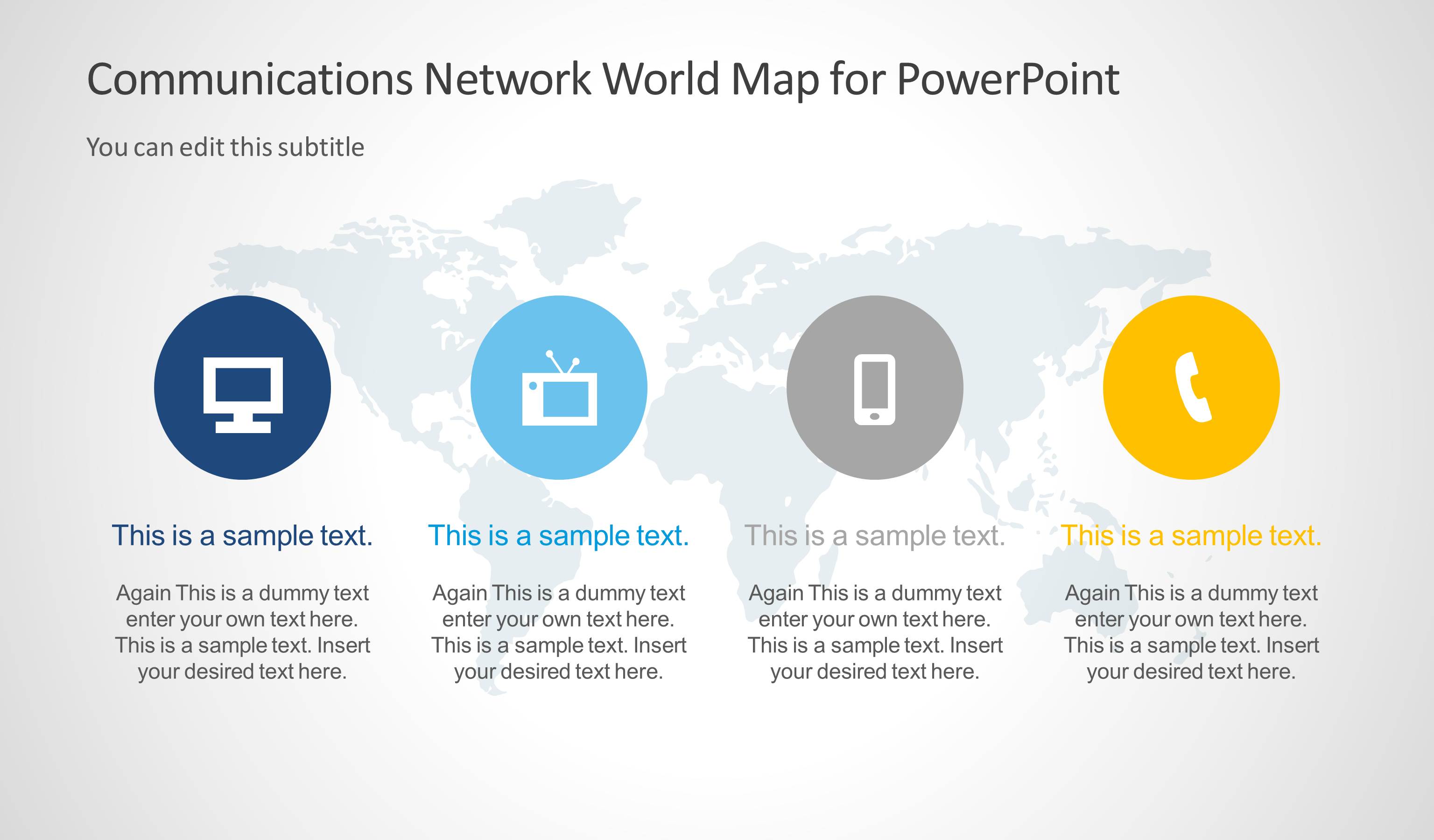 Communications Network Template with World Map for PowerPoint - SlideModel