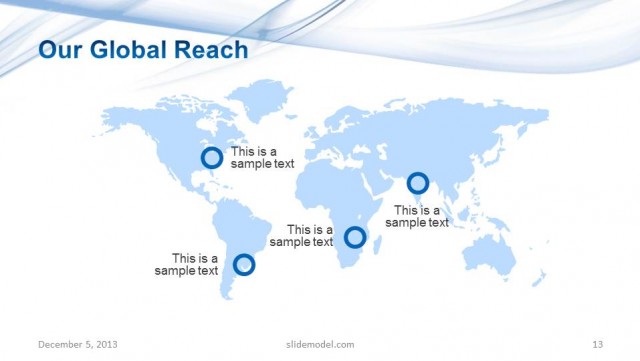 Company Profile Global Reach with World Map Illustration - SlideModel