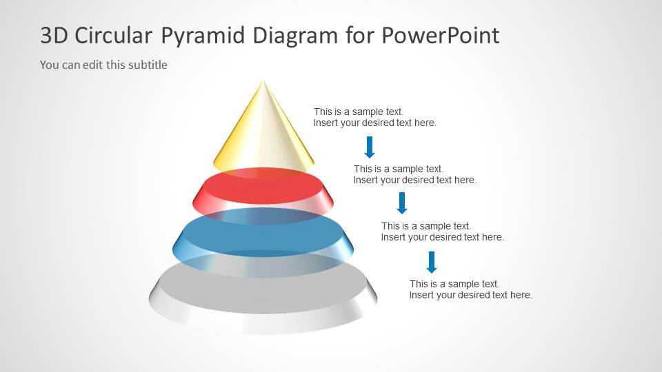 3D Circular Pyramid Diagram for PowerPoint & Presentation Slides