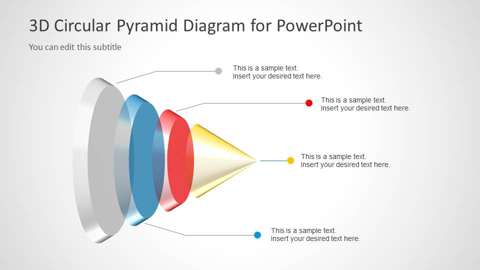 3D Circular Pyramid Diagram for PowerPoint & Presentation Slides