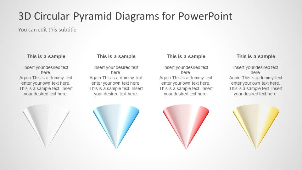 3D Circular Pyramid Diagram for PowerPoint & Presentation Slides