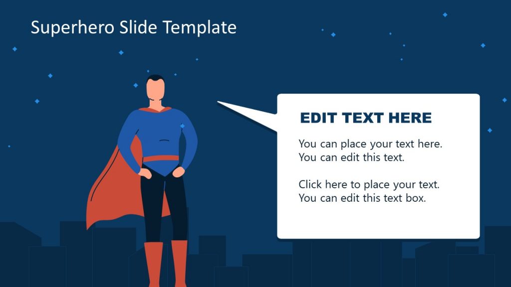 Male Superhero Slide with Speech Bubble - SlideModel