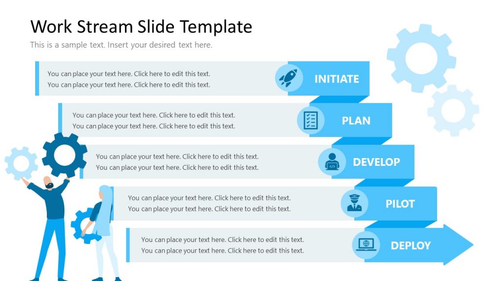 Work Stream Template - Five Step Ladder Diagram - SlideModel