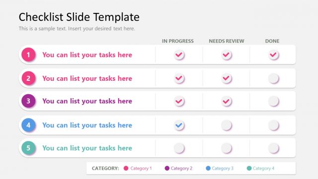 Checklist Slide Template with Five Rows - SlideModel