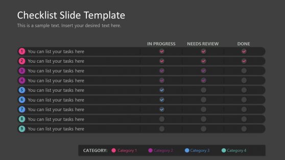 Checklist Layout with Nine Rows - PowerPoint Template - SlideModel