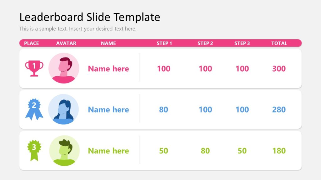Three Positions Leaderboard Slide Template - SlideModel