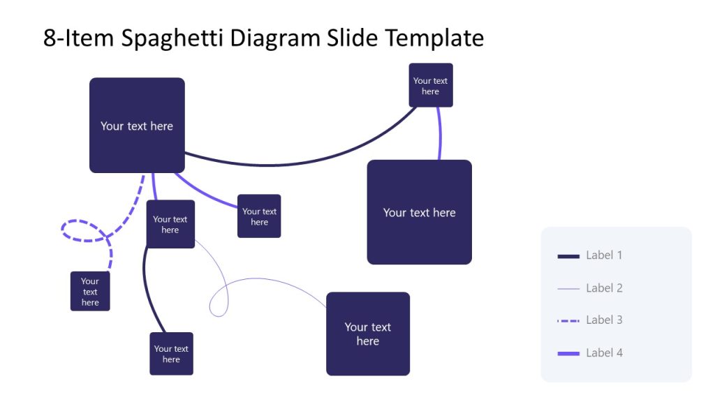 8-Item Spaghetti Diagram Slide with Dark Background - SlideModel