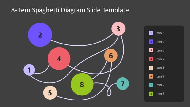 8-Item Spaghetti Diagram PPT Slide with Dark Background - SlideModel