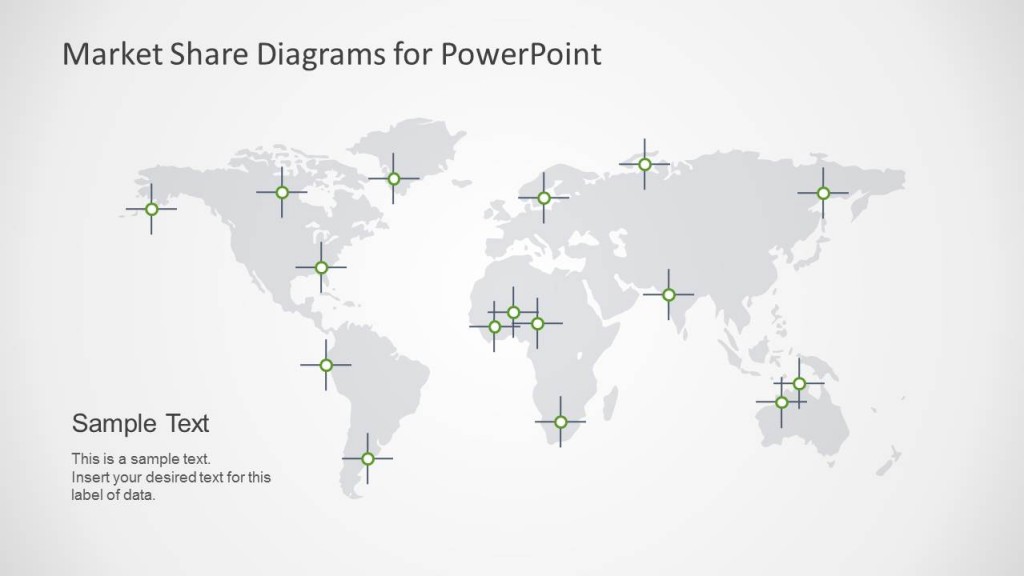 Global World Map Market Share Diagram for PowerPoint - SlideModel