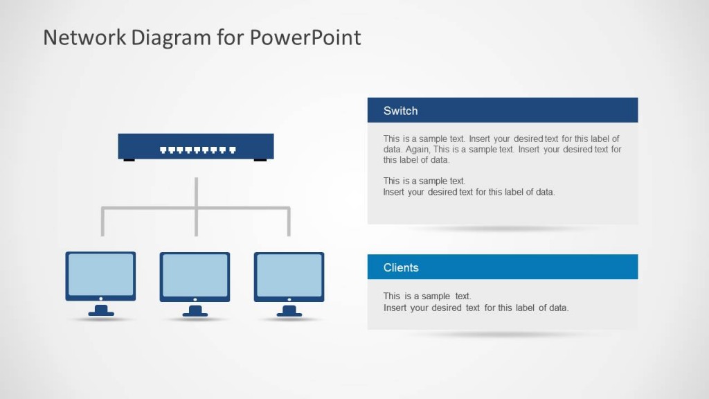 Network Diagram with Router and Client Computers for PowerPoint ...