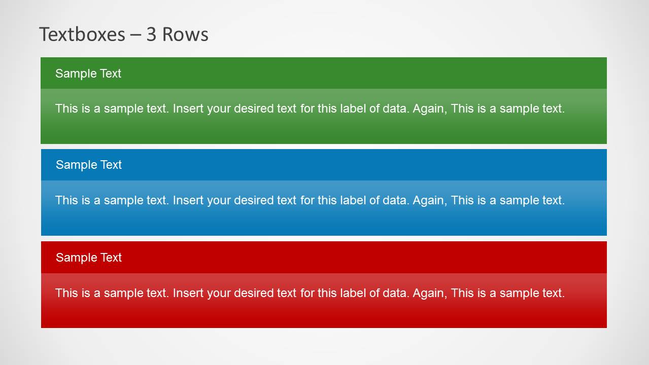 Textboxes Template for PowerPoint with Red, Green and Blue Header Color ...