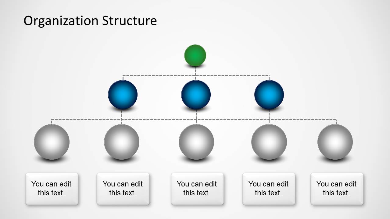 Organization Structure Template with Spheres for PowerPoint