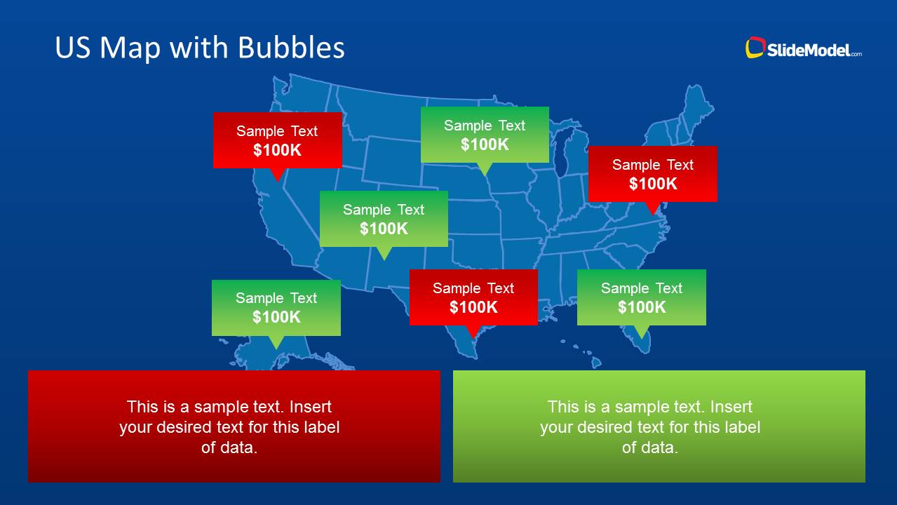 US Map Template for PowerPoint with Bubbles - SlideModel
