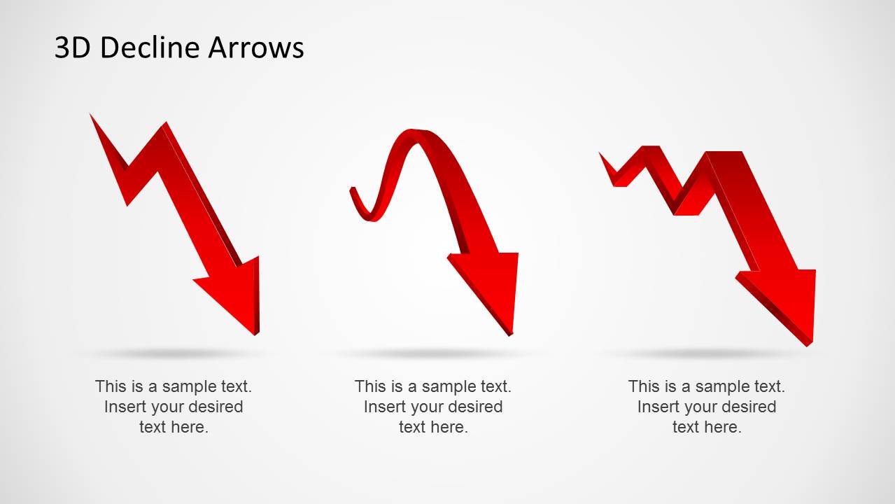 3D Decline Arrows Template for PowerPoint - SlideModel