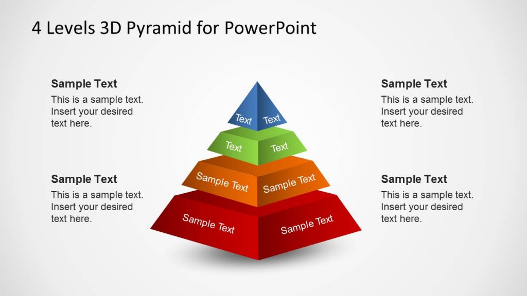 Four Labeled Segments 3D Pyramid for PowerPoint - SlideModel