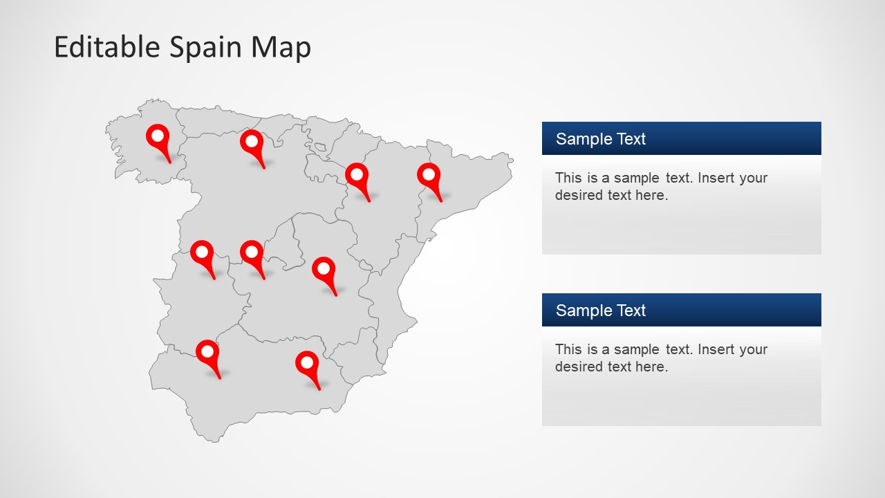 Editable Spain Map Template for PowerPoint - SlideModel