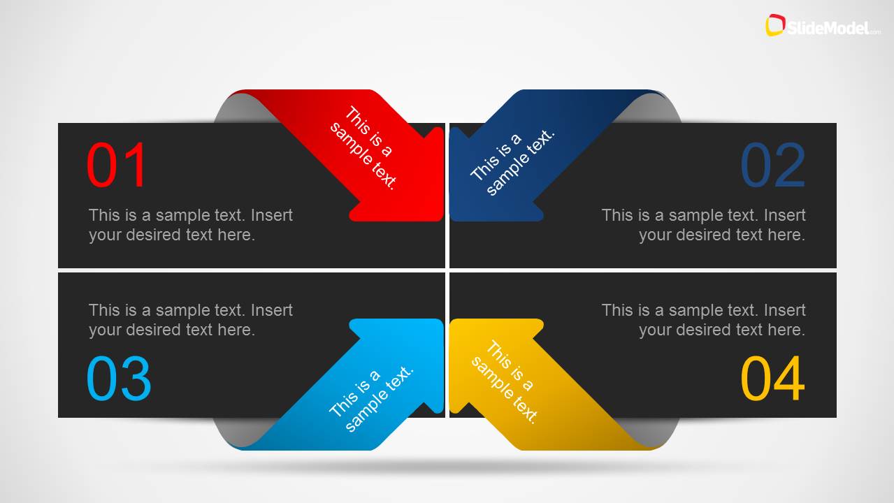 Creative 4 Item Layout Template For PowerPoint With Arrows SlideModel