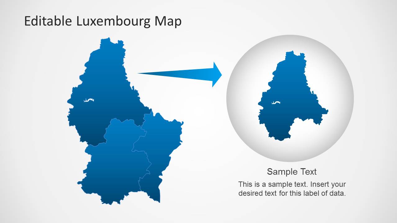Editable Luxembourg Map Template for PowerPoint - SlideModel