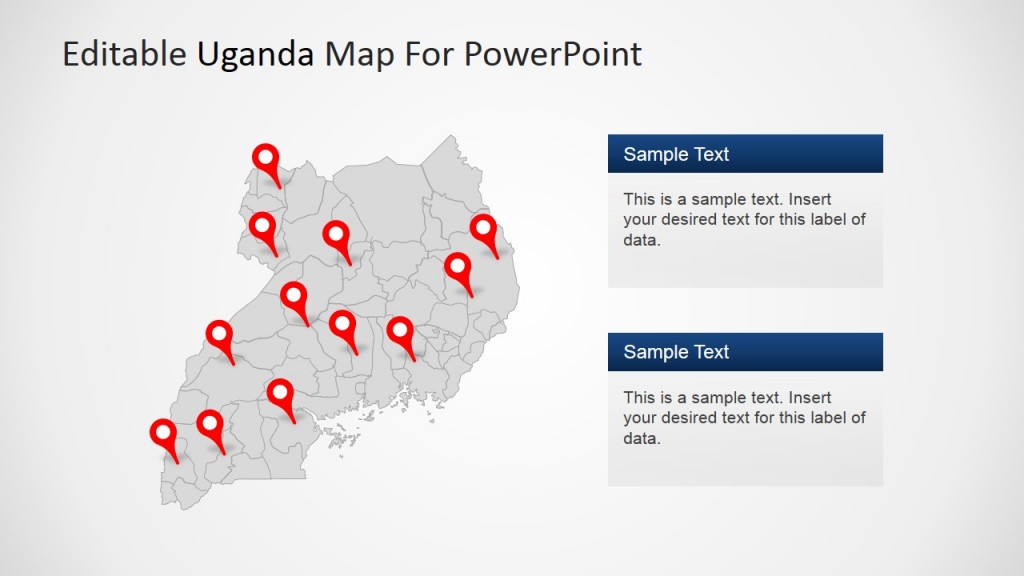 PowerPoint Uganda Map with GPS Location Icons - SlideModel