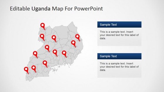 PowerPoint Uganda Map with GPS Location Icons - SlideModel
