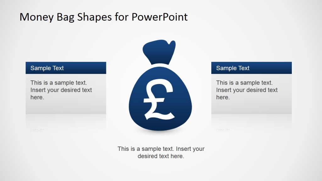 Centered British Pound Money Bag PowerPoint Shape - SlideModel