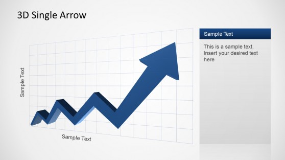 Blue 3D PowerPoint arrow showing an increasing trend over X Axis ...