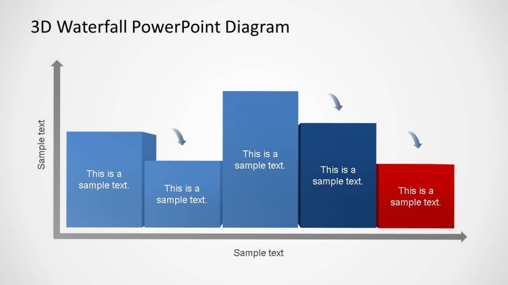 3D Generic Waterfall PowerPoint Diagram cumulative sequence - SlideModel