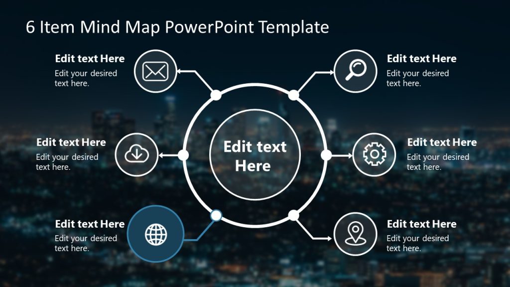 6-Item Mind Map Circular Diagram Template - SlideModel