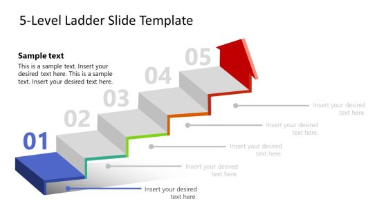 Step 1 Color Highlight Slide - 5-Level Ladder Template - SlideModel